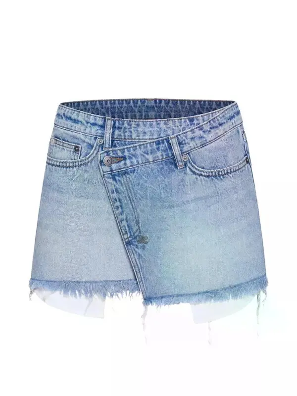 Ksubi Asymmetric Frayed Mini Skirt - Blue