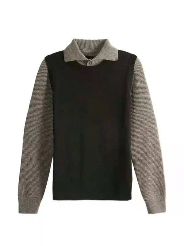 MAISON MARGIELA Layered-effect Ribbed-sleeve Sweater - Black