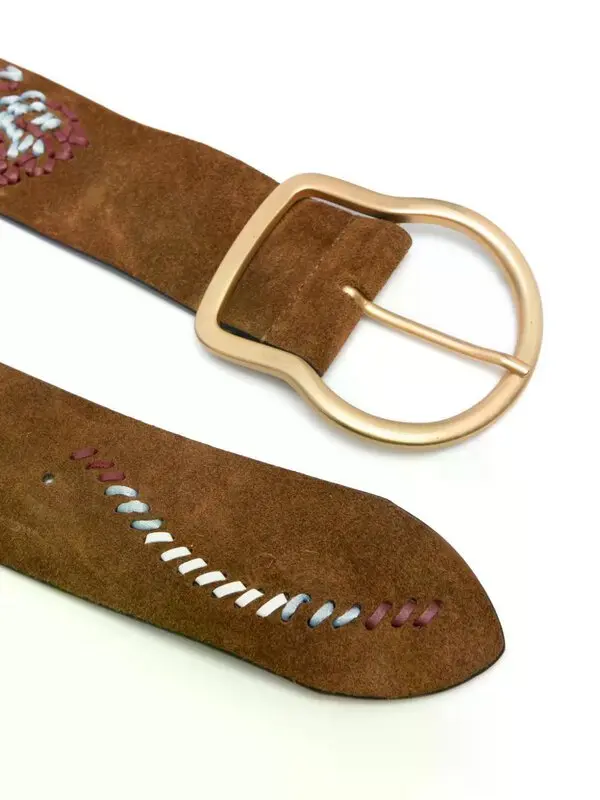 Dorothee Schumacher Embroidered Suede Belt - Brown