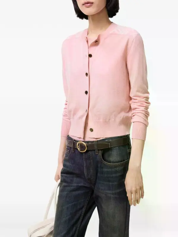 Burberry Check-panel Wool Silk Cardigan - Pink