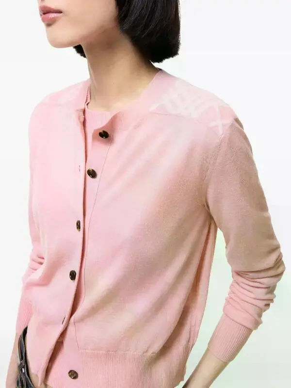 Burberry Check-panel Wool Silk Cardigan