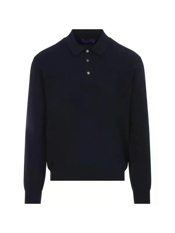 Ralph Lauren Purple Label Cashmere Polo Sweater - Blue