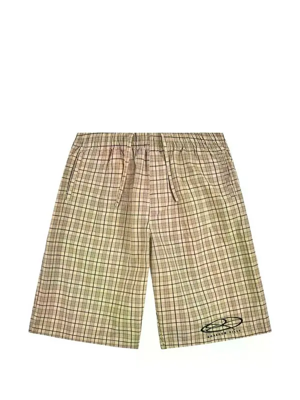 BOREDOM KILLS Lounge Check-print Logo-print Shorts - Neutrals