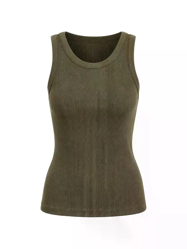 Vince Ribbed Scoop-neck Tank Top - Green