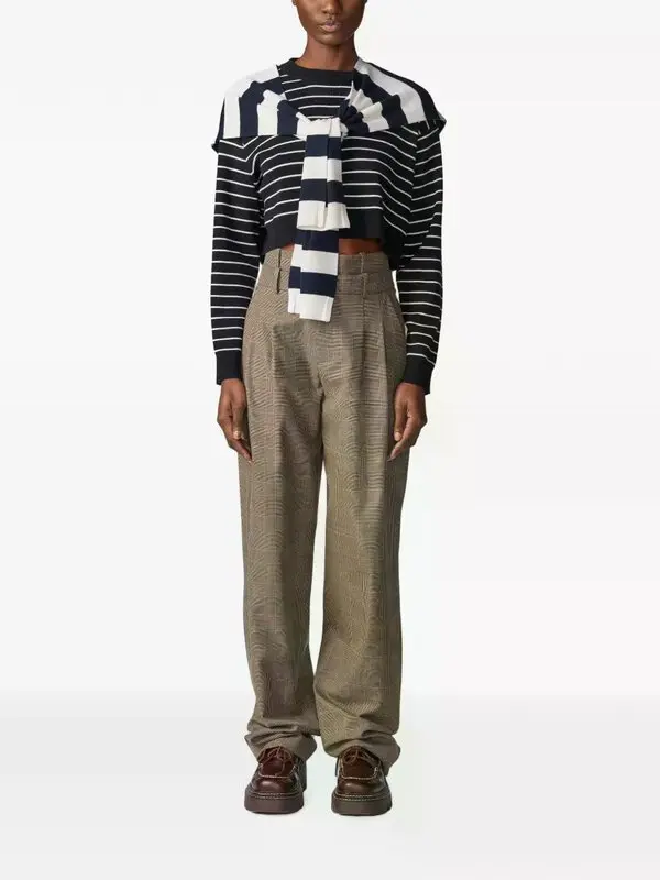 Monse Striped Cropped Sweater With Integrated Scarf