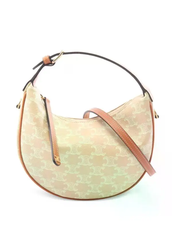 Celine Logo Print Leather Trimmed Tote Bag - Neutrals