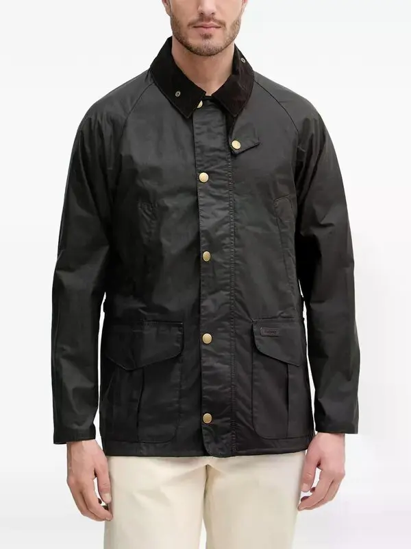 Barbour Stratford Corduroy-collar Waxed-cotton Jacket - Green