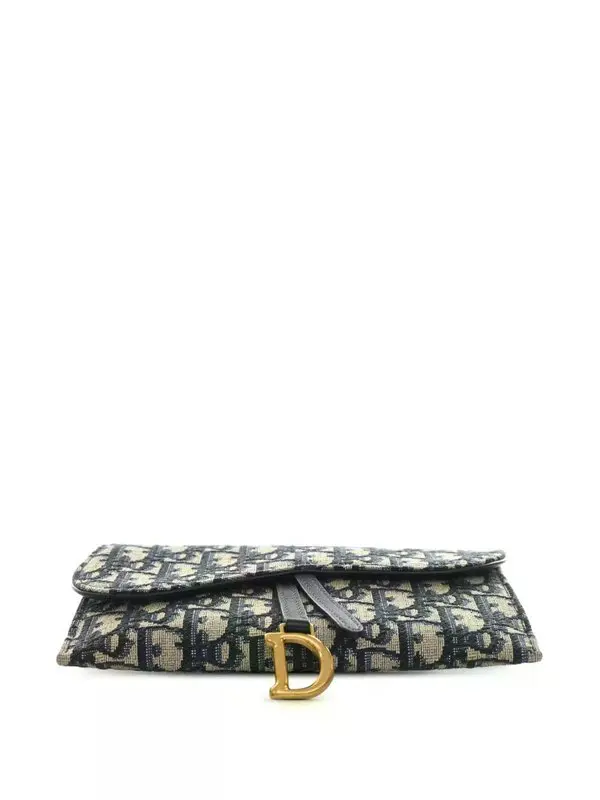 Dior Oblique Canvas Saddle Wallet On Chain Crossbody Bag - Blue