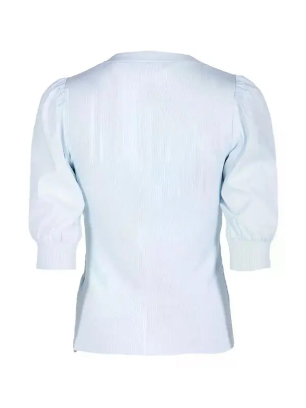 Veronica Beard Coralee Puff-sleeve Top - Blue