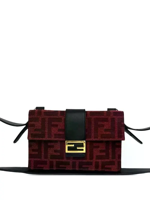 Fendi Zucca Canvas Baguette Pouch Crossbody Bag - Red