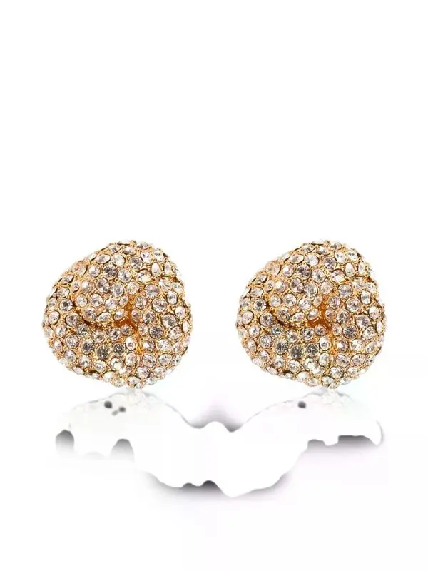 SELF-PORTRAIT Crystal-embellished Knot Earrings - Gold