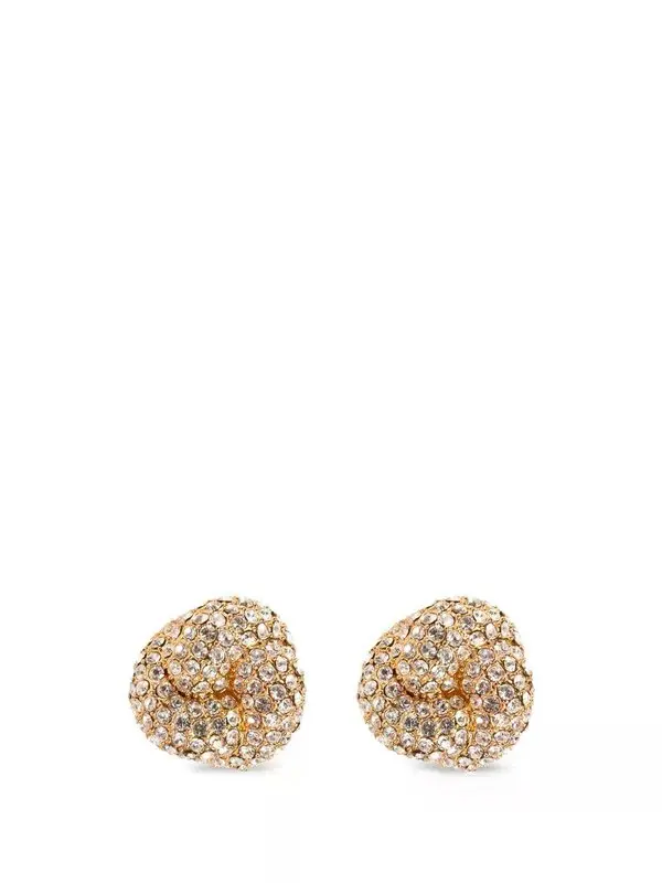 SELF-PORTRAIT Crystal-embellished Knot Earrings - Gold