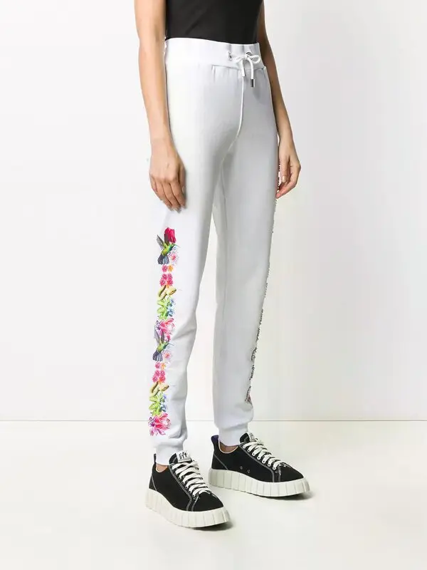 Philipp Plein Crystal Embellished Floral Track Pants