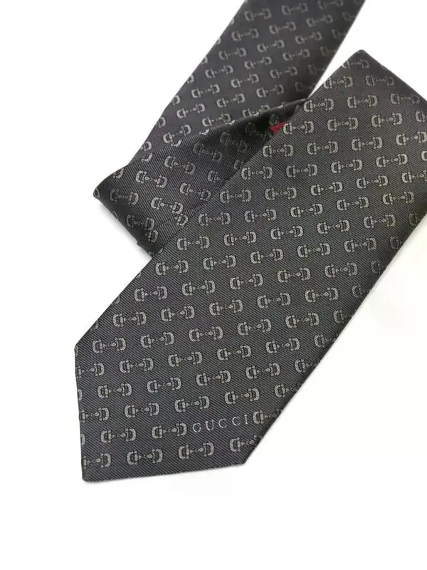 Gucci Horsebit-jacquard Silk Tie - Grey