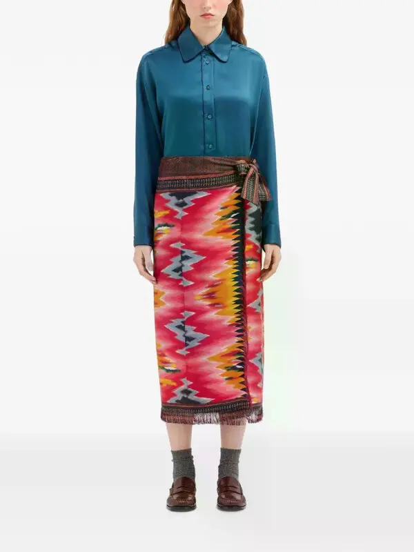 PIERRE-LOUIS MASCIA Aloe Wrap Midi Skirt - Red