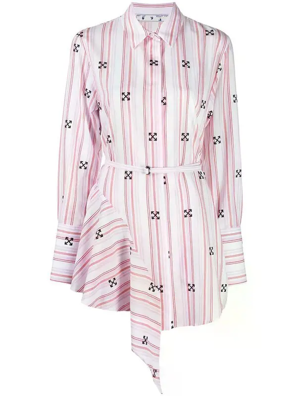 Off-White Asymmetric Arrow Shirt Dress - Pink