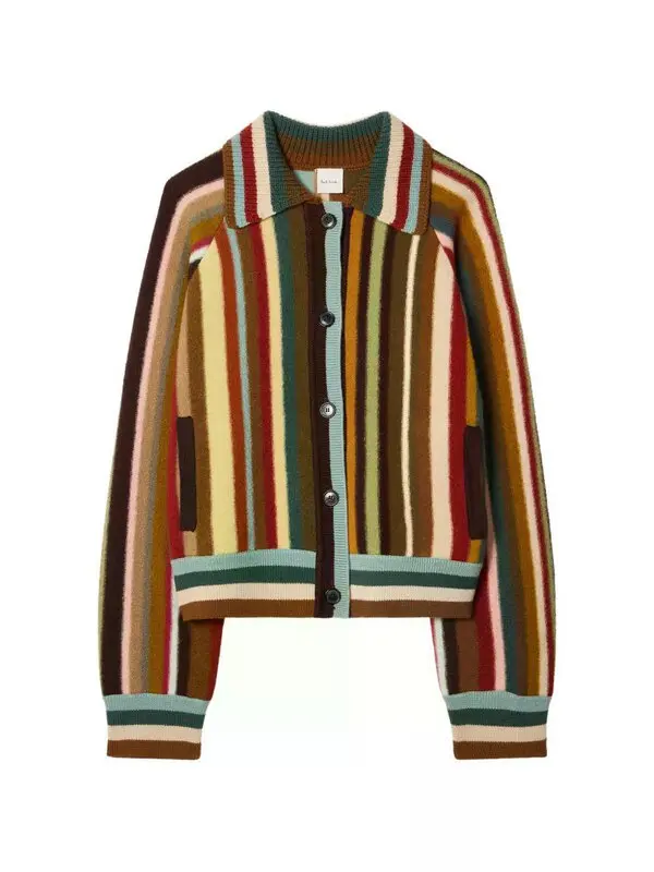 Paul Smith Merino Wool 'signature Stripe' Cardigan - Brown