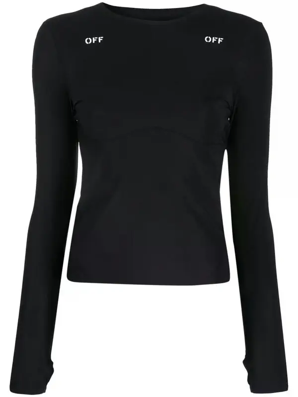 Off-White Logo-print Long-sleeve Top - Black