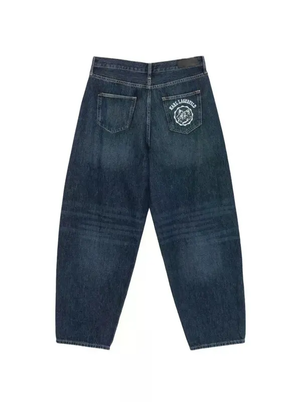 Karl Lagerfeld Embroidered Logo Wide-leg Jeans