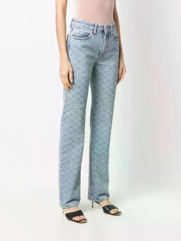 Off-White Monogram-print Straight Leg Jeans