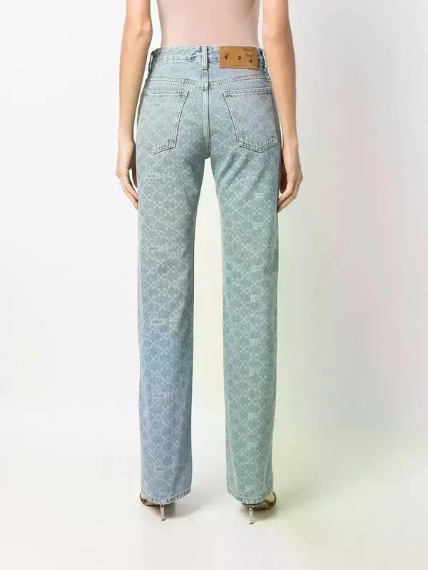 Off-White Monogram-print Straight Leg Jeans