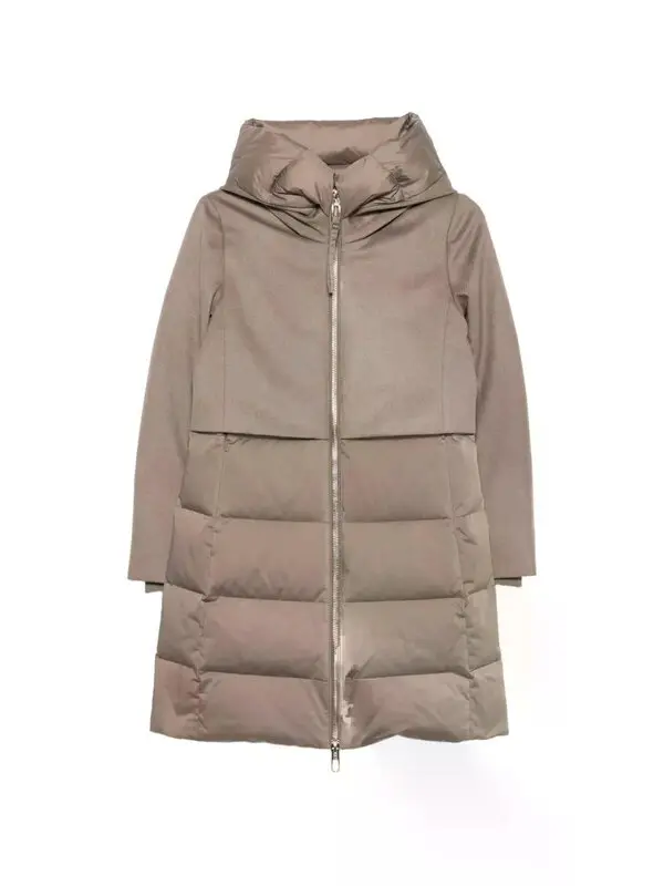 DUNO Padded-panel Hooded Coat - Brown