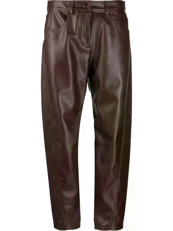 Stella McCartney Straight Leg Faux Leather Trousers - Brown