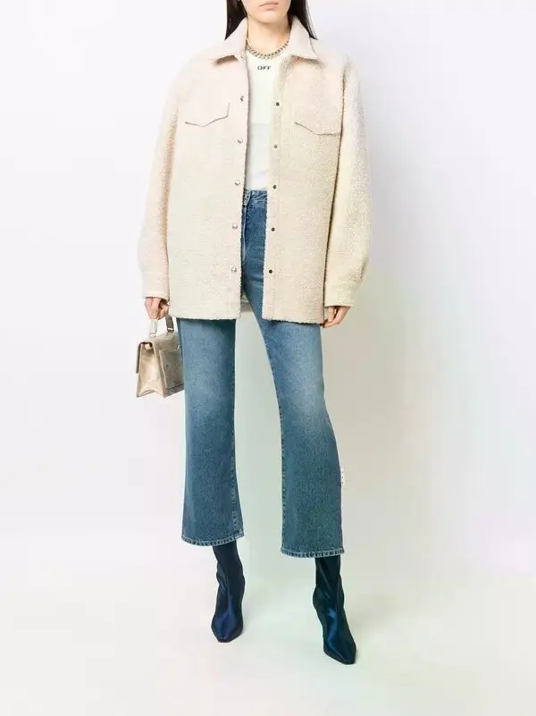 Off-White Long Sleeve Teddy Overshirt - Neutrals
