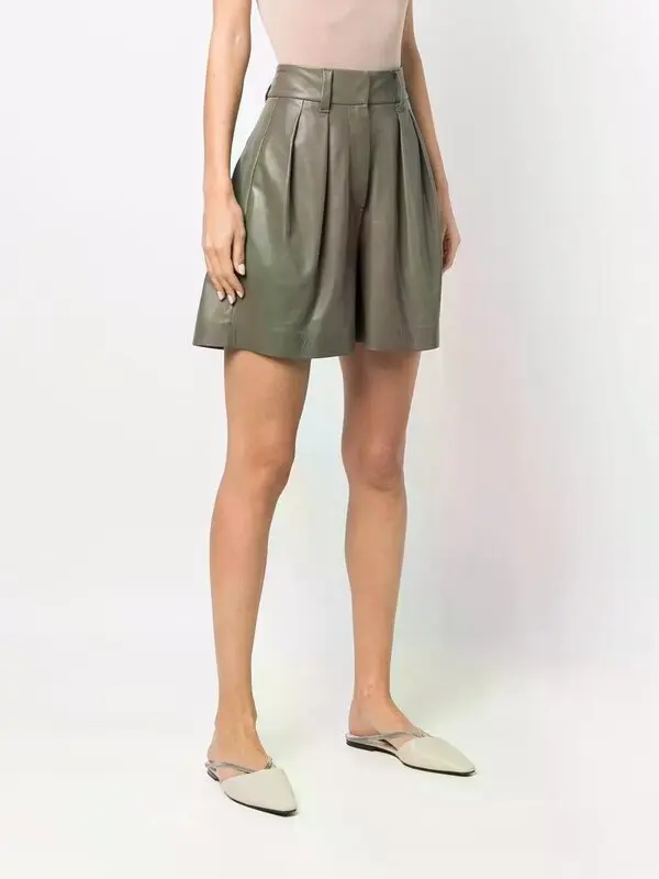 Brunello Cucinelli Wide-leg Leather Shorts