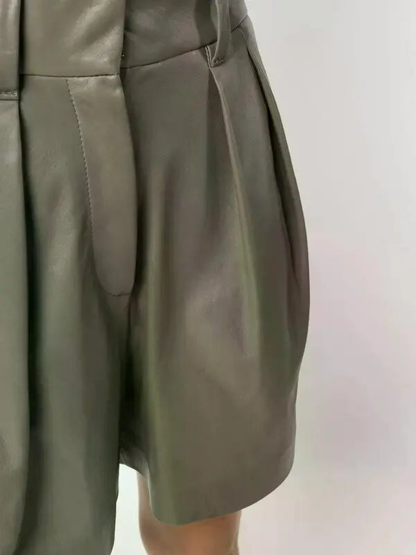 Brunello Cucinelli Wide-leg Leather Shorts