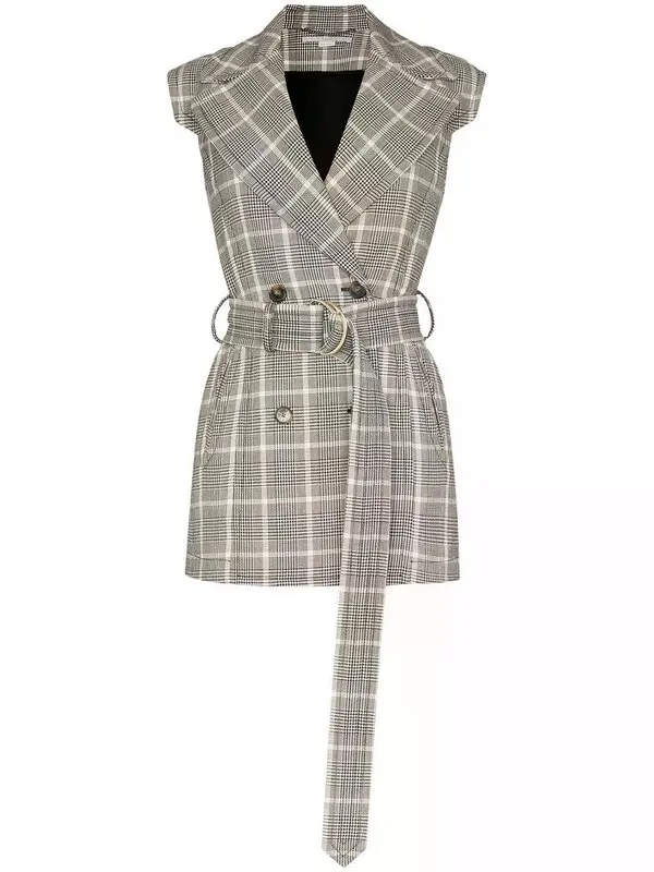 Stella McCartney Check Belted Waistcoat - Brown