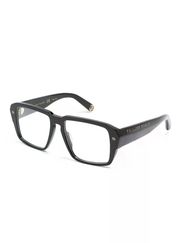 Philipp Plein Logo-print Square-frame Glasses - Black