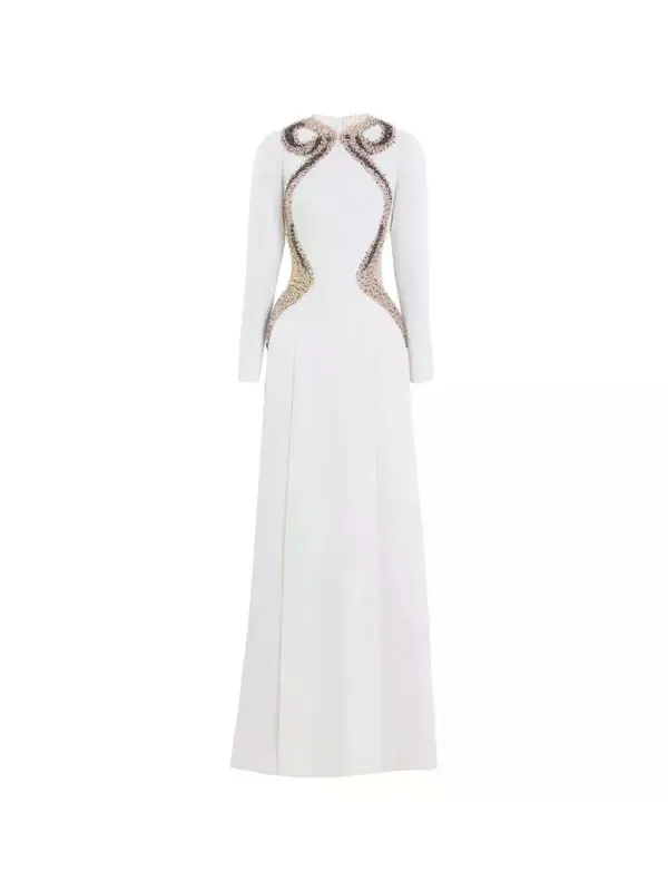 SAIID KOBEISY Embellished Long-sleeve Maxi Dress - Neutrals