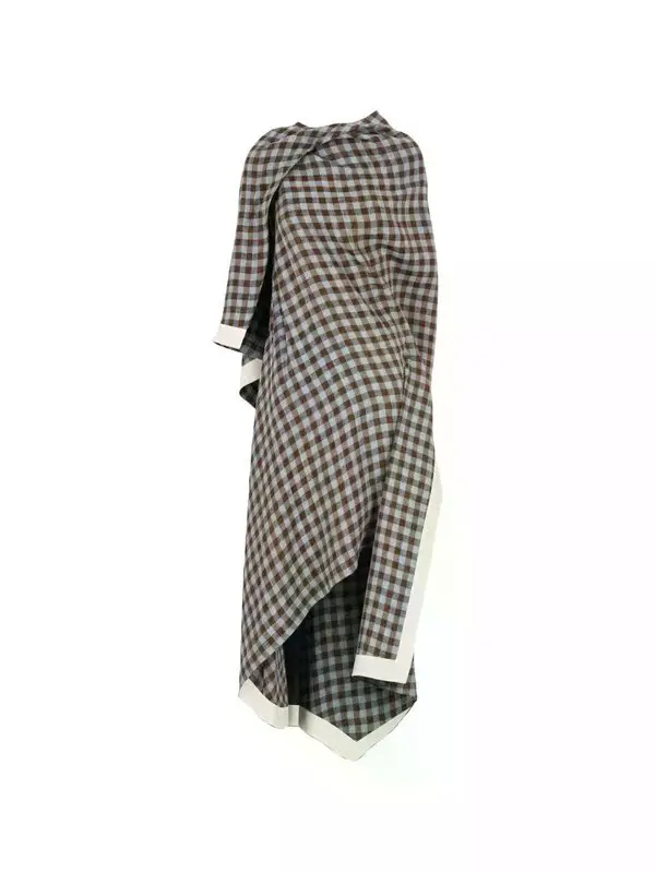 Loewe Gingham Check Asymmetric Dress - Brown