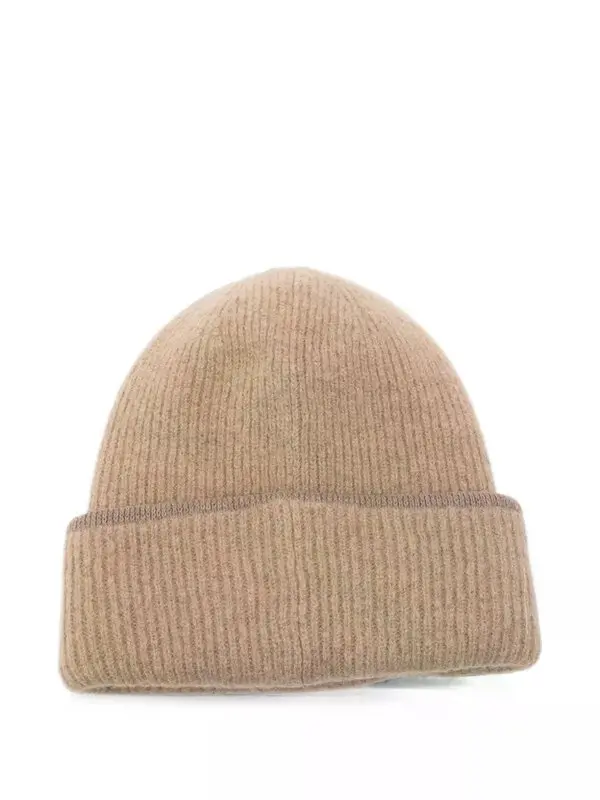 Jacquemus Logo-patch Ribbed-knit Beanie Hat