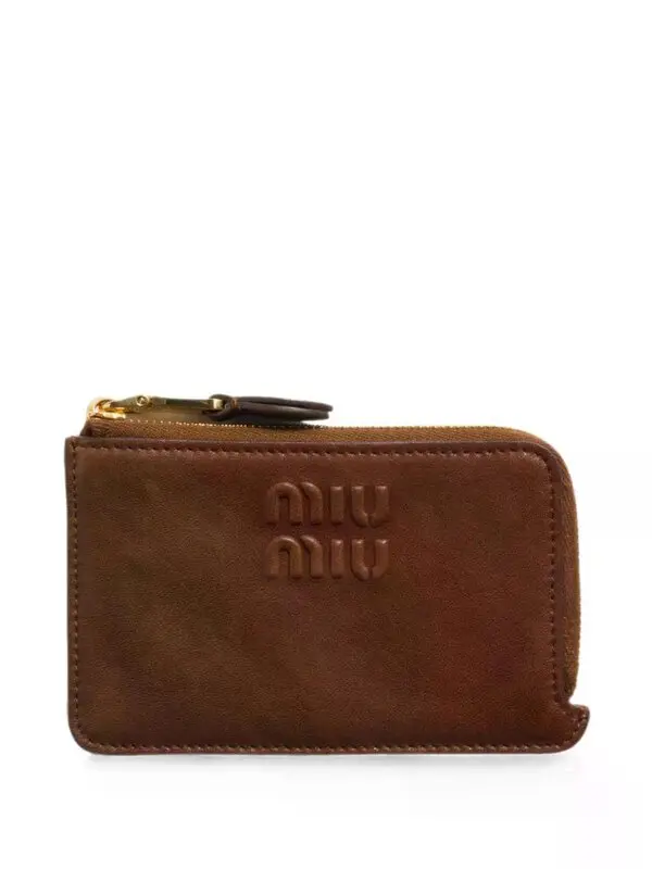 Miu Miu Logo-embossed Leather Wallet - Brown