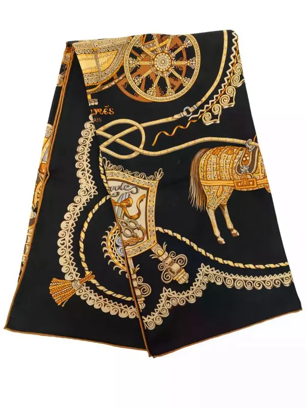 Hermès 2000-2010 Paperoles Silk Scarf 90 Scarves - Black