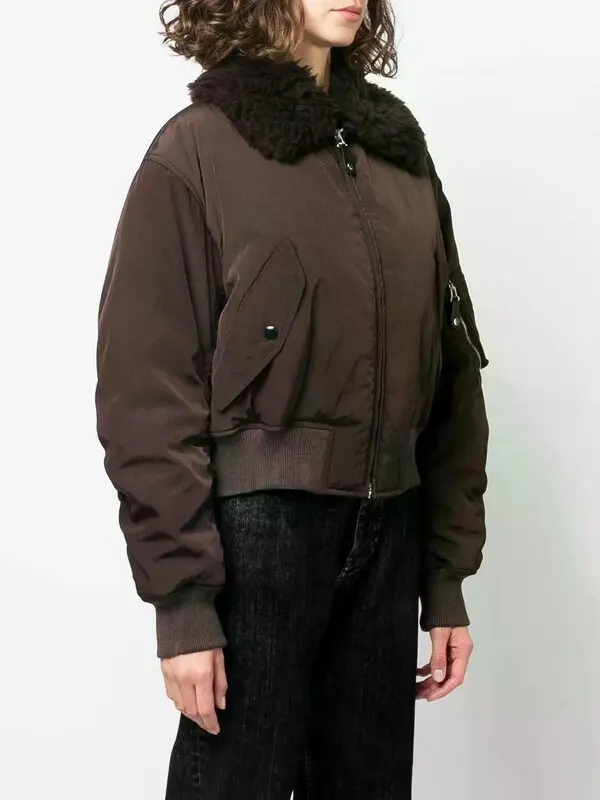 Stella McCartney Faux-fur Collar Cropped Bomber Jacket