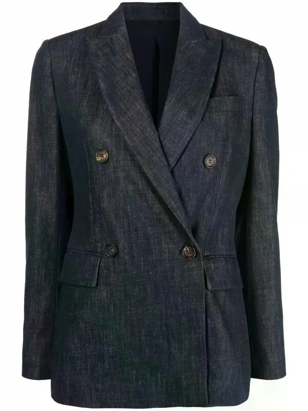 Brunello Cucinelli Denim Double-breasted Blazer - Blue