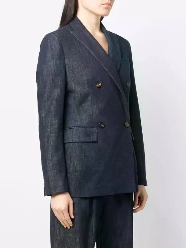 Brunello Cucinelli Denim Double-breasted Blazer