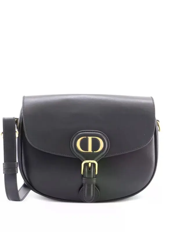 Dior Bobby Flap Bag Leather Medium Crossbody Bag - Black
