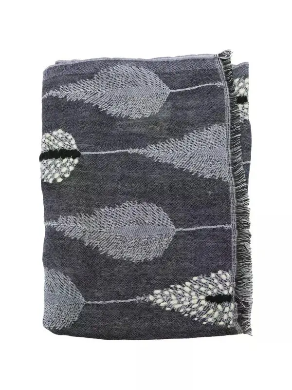 Altea Feather-print Frayed Scarf - Grey