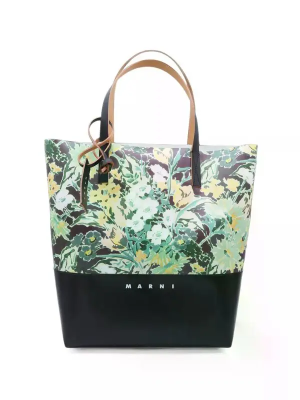 Marni Floral-print Logo Tote Bag