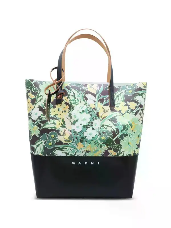 Marni Floral-print Logo Tote Bag
