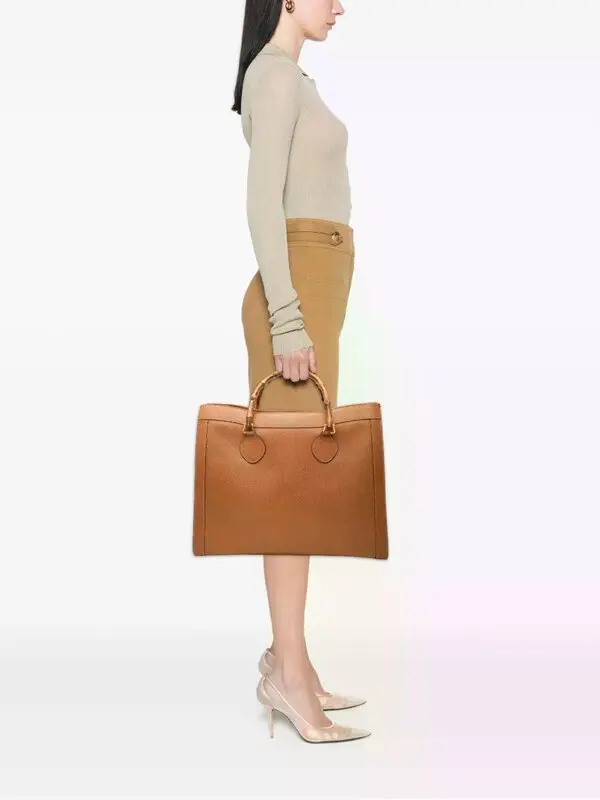 Gucci 20th Century Calfskin Bamboo Tote Bag