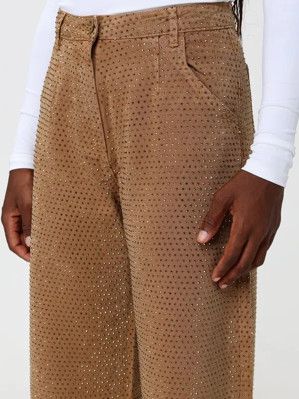 Elisabetta Franchi High-waist Baggy Jeans With Rhinestone Embellishments - Brown