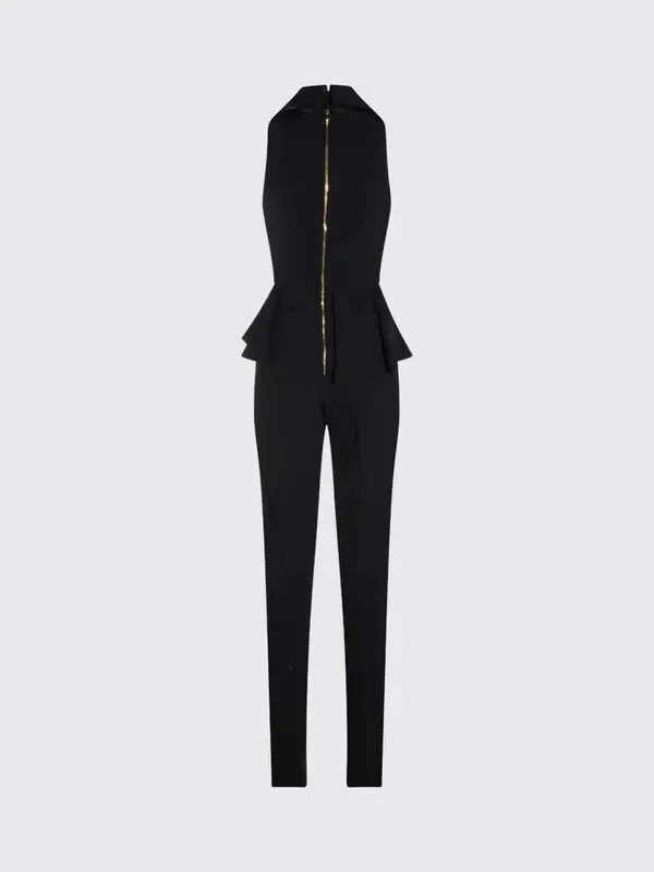 Elisabetta Franchi Slim Fit V-neck Jumpsuit With Ruffled Waist