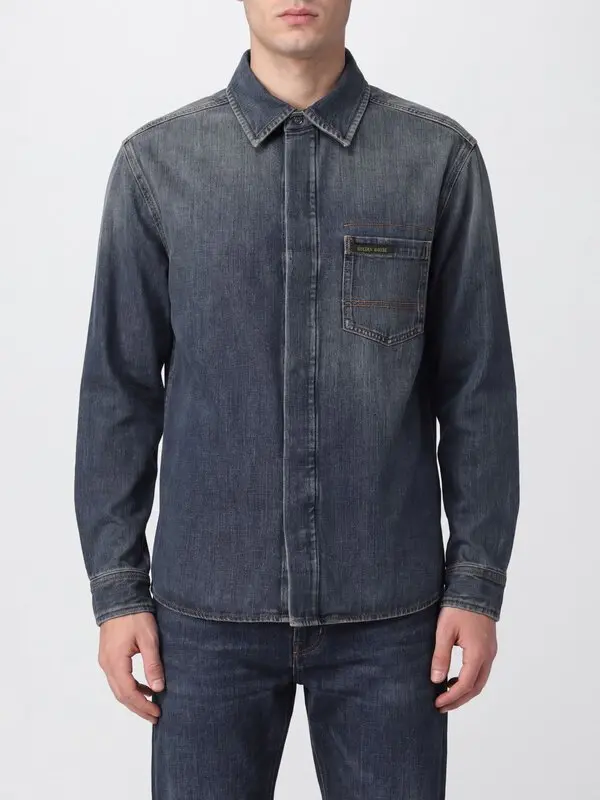GOLDEN GOOSE Slim Fit Cotton Denim Shirt With French Collar