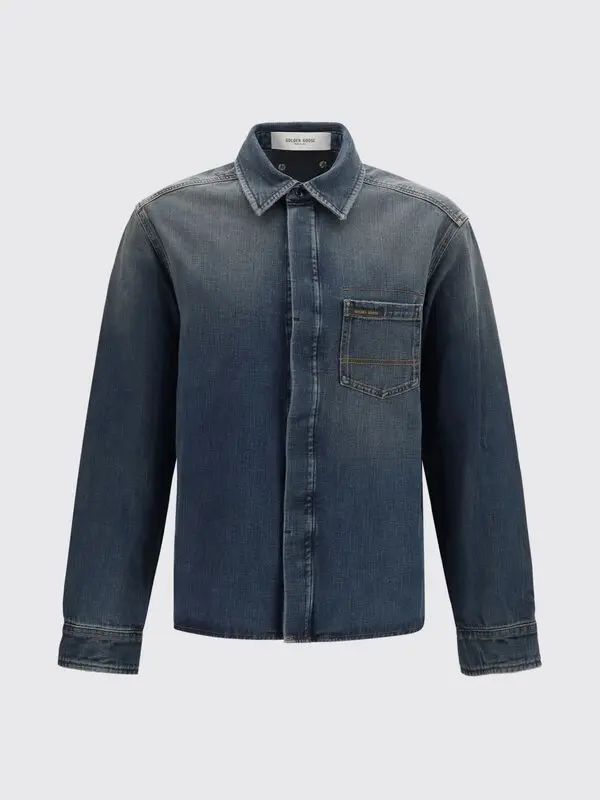 GOLDEN GOOSE Slim Fit Cotton Denim Shirt With French Collar