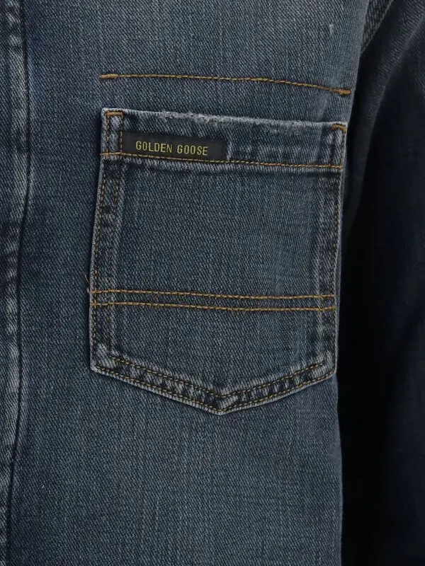 GOLDEN GOOSE Slim Fit Cotton Denim Shirt With French Collar